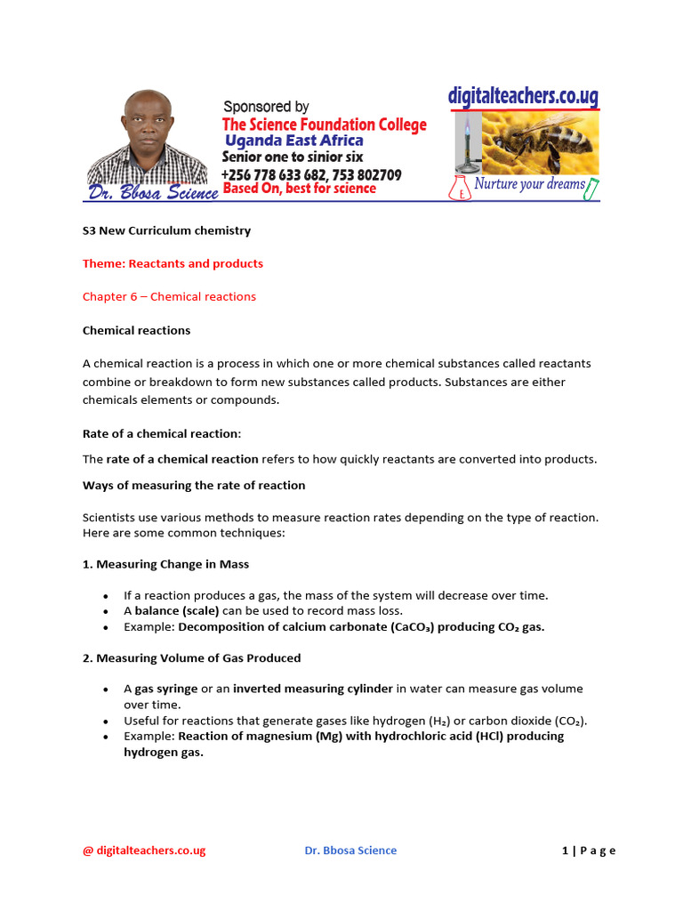 S3 New Curriculum Chemistry Chapter 6 - Chemical Reactions | PDF ...