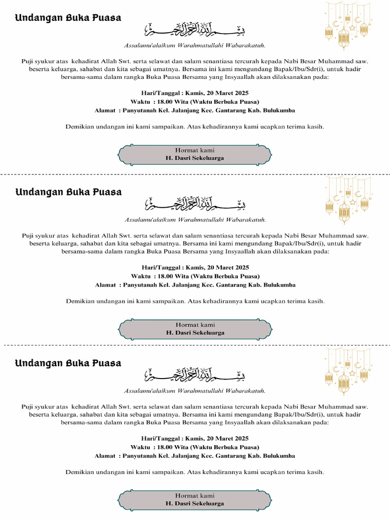 Undangan Bukber H. Dasri | PDF