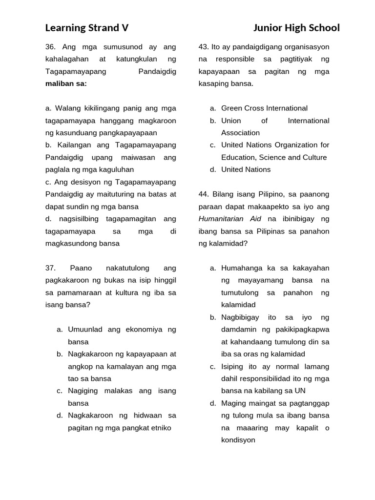 Learning Strand V | PDF