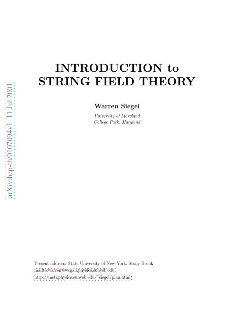 Intro To String Field Theory | PDF