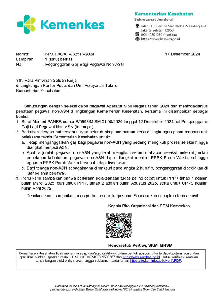 Surat Edaran Kemenpan RB B5993 M SM 01 00 2024 | PDF