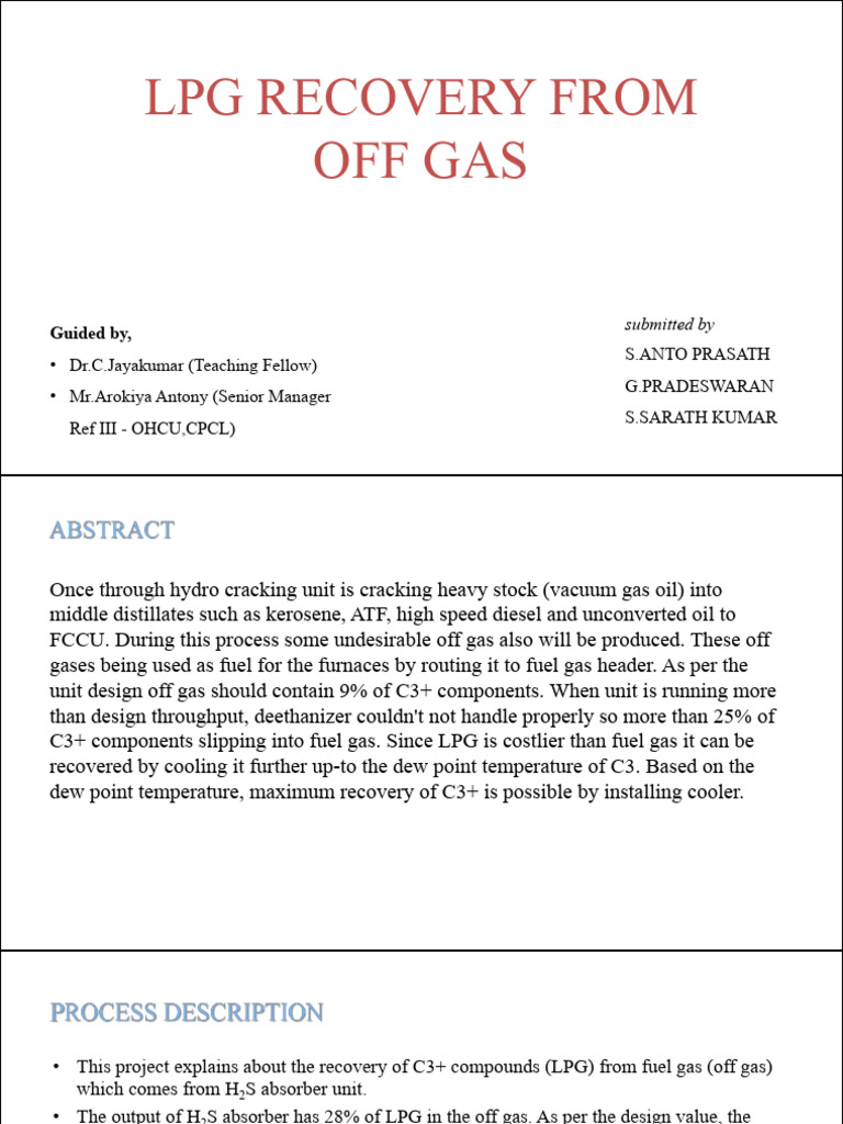 Calculation For LPG Recovery From Off Gas | PDF | Branches Of ...