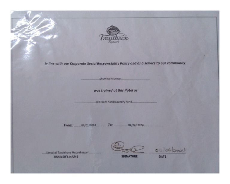 Housekeeping Certificate | PDF