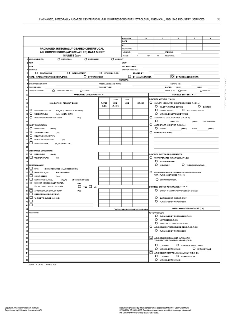 API 672 Datasheet | PDF