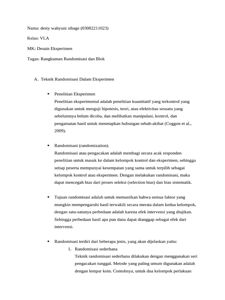 Tugas Randomisasi Dan Blok | PDF