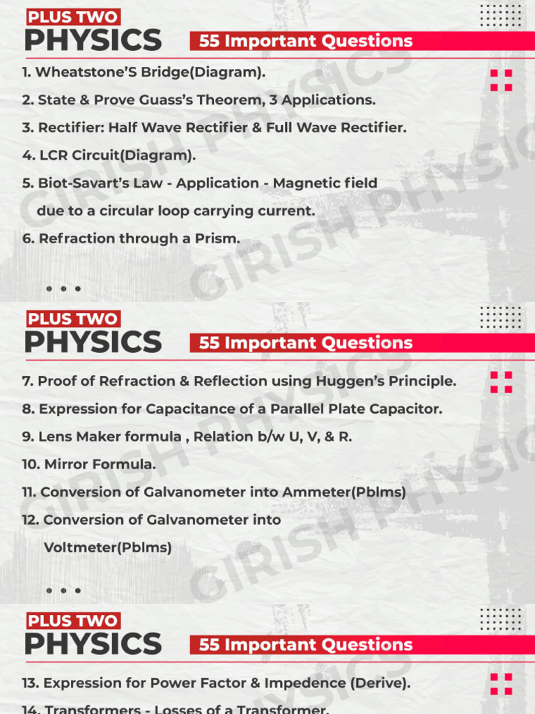 +2 55 Imp Questions 2024 | PDF