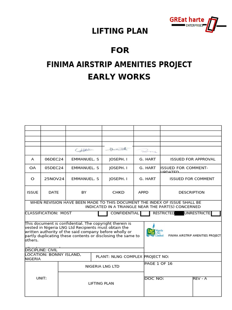 Lifting Plan-Finima Airstrip Amenities Project | PDF | Crane (Machine ...