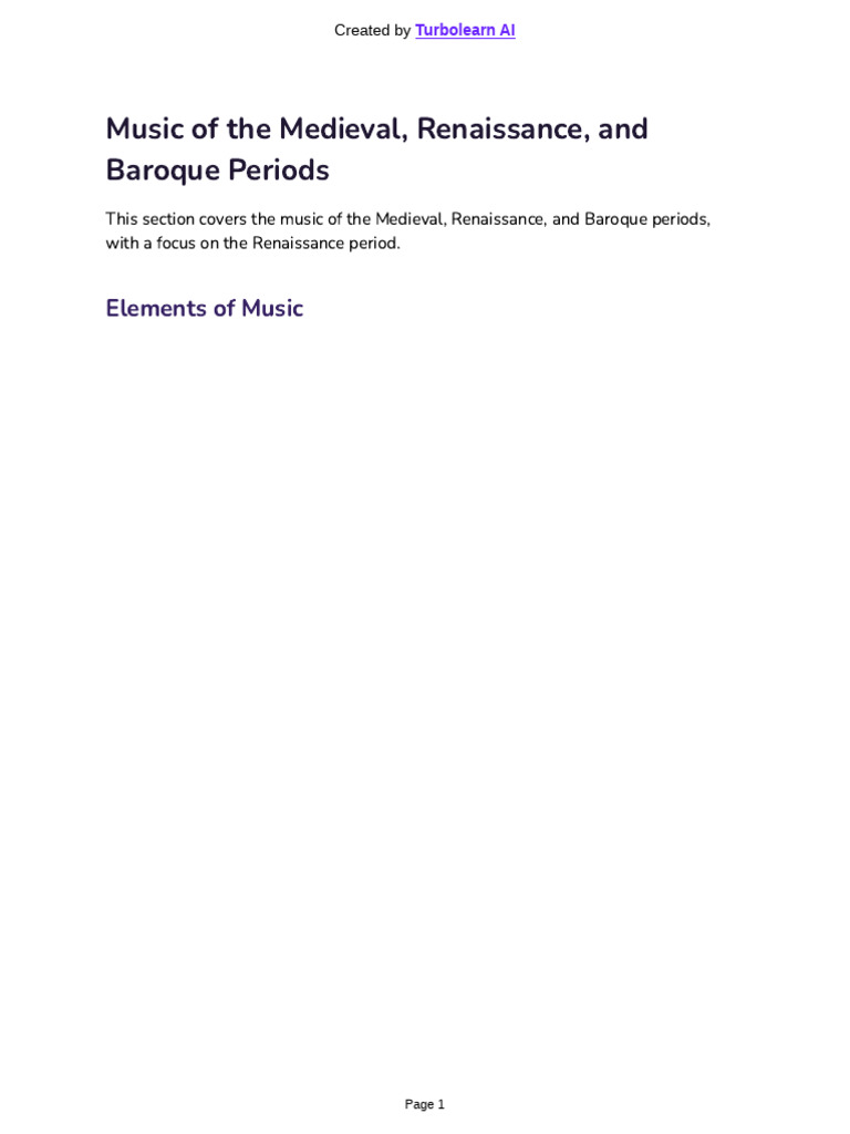 Music of The Medieval, Renaissance, and Baroque Periods | PDF | Tempo ...