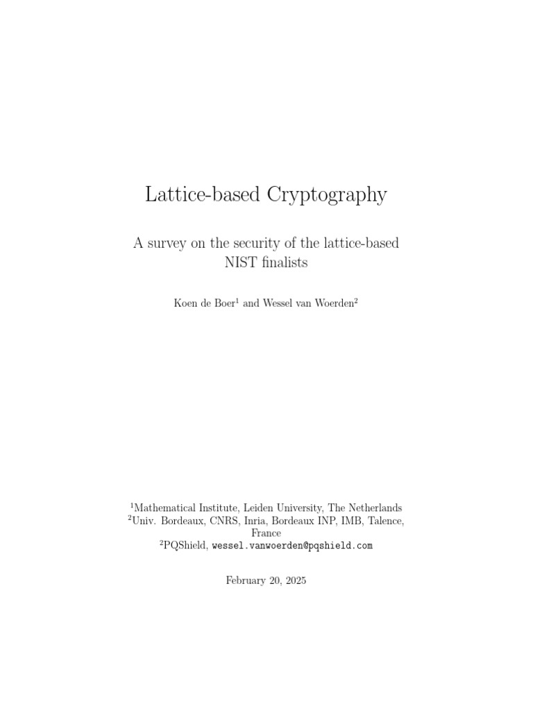 Latice Based Cryptography | PDF | Basis (Linear Algebra) | Lattice (Group)