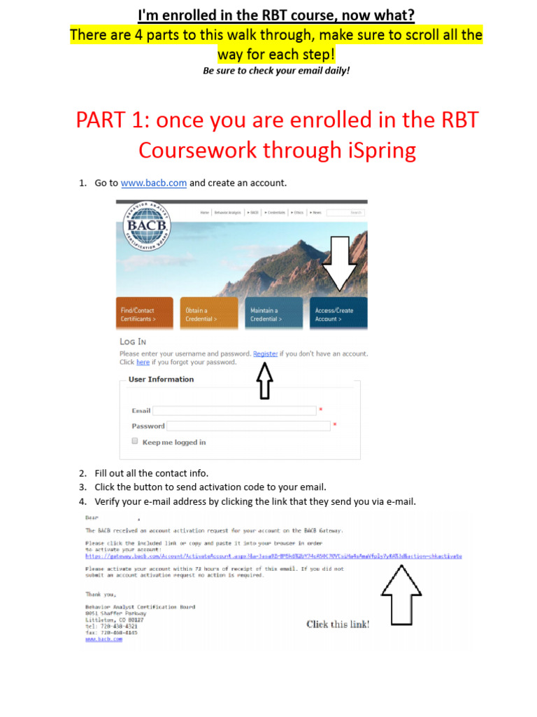 RBT Course Enrollment Guide | PDF