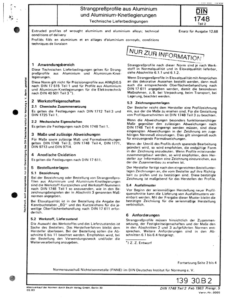 DIN 1748 Teil 2 | PDF