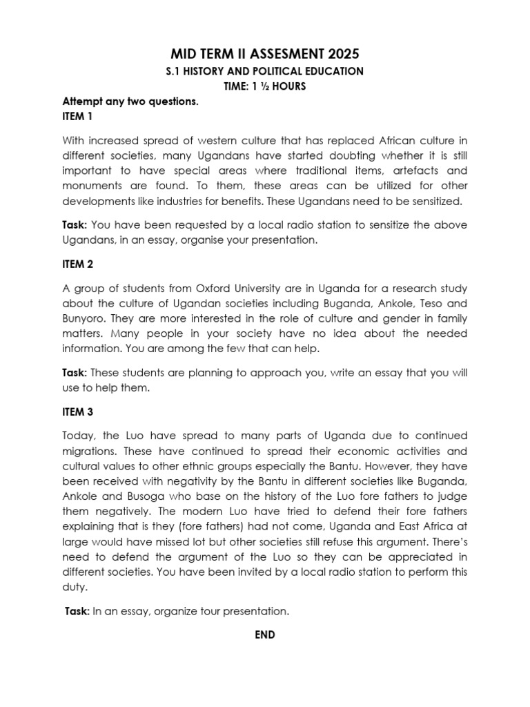 Mid Term II Assesment 2025 | PDF