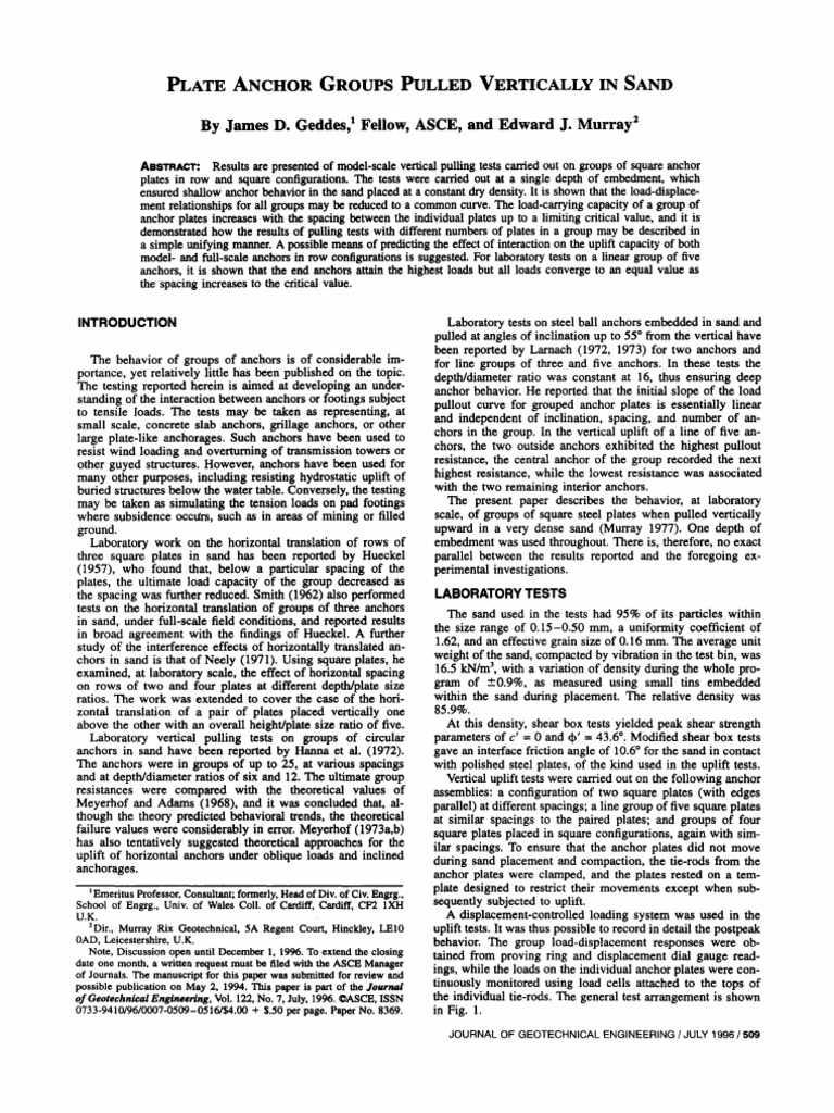 James D.geddes and Edward J. Murray - 1996 | PDF | Anchor | Applied And ...