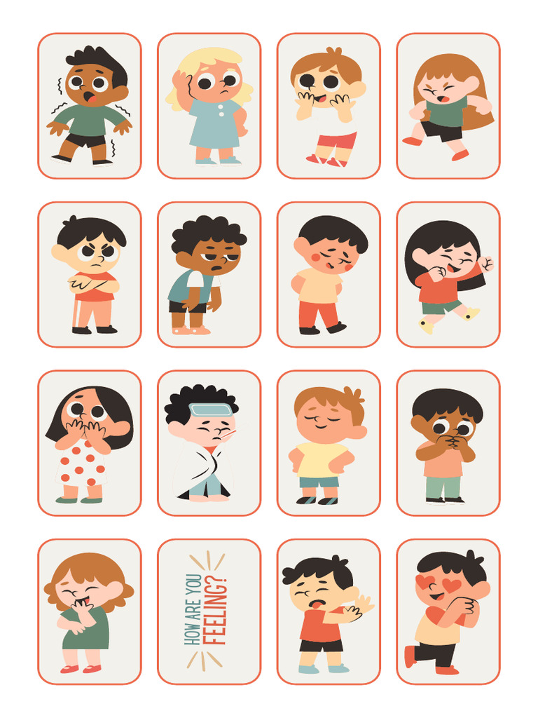 Red, Blue, and Green Emotions Flash Cards in Colorful Playful Style | PDF