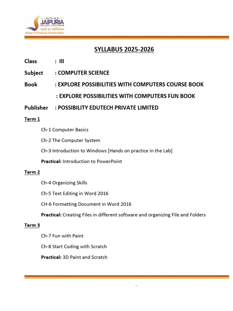 Computer Class 3 2025-26-21st March | PDF