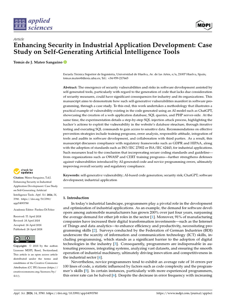 Enhancing Security in Industrial Application Development - Case Study ...