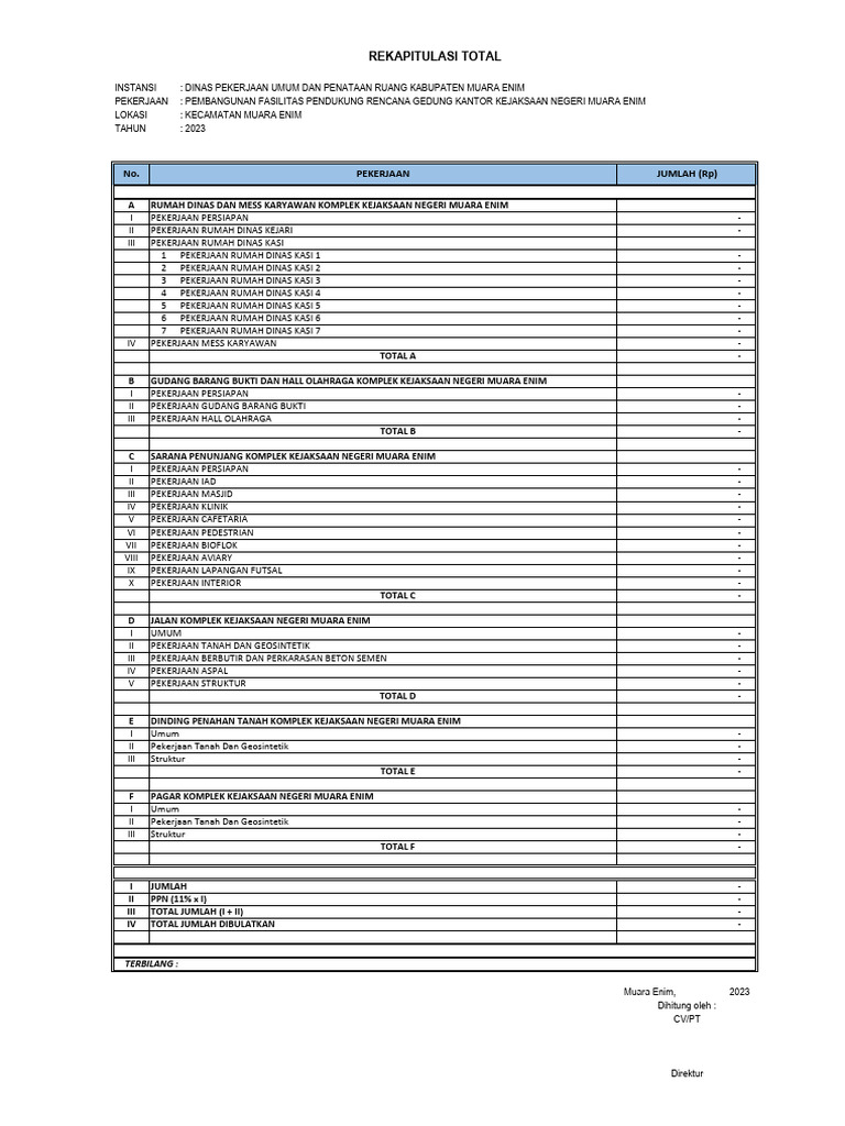 BOQ Pembangunan Fasilitas Kejaksaan | PDF