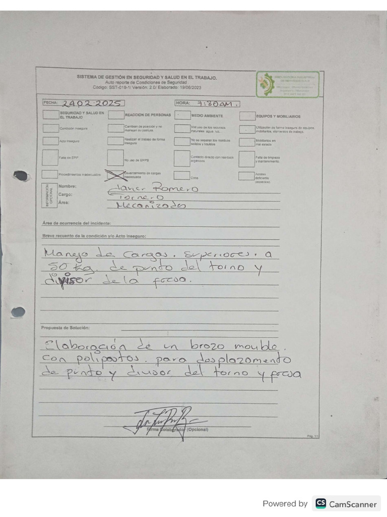 Reporte COPASST Condiciones Inseguras | PDF