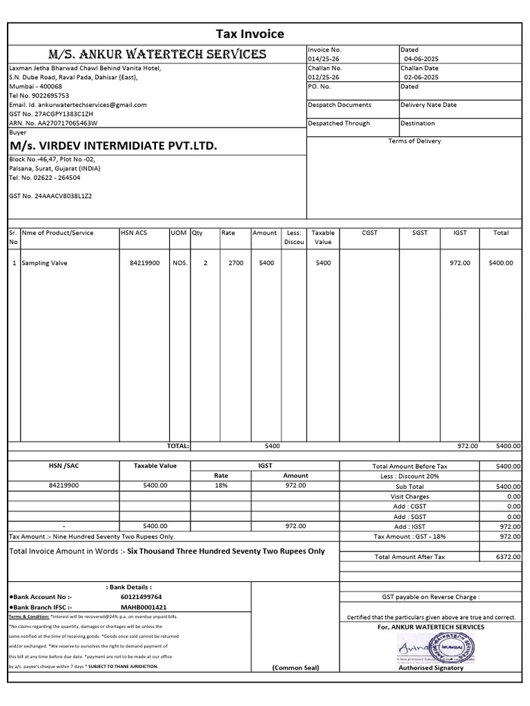Virdev Invoice Copy.. | PDF | Payments | Taxation