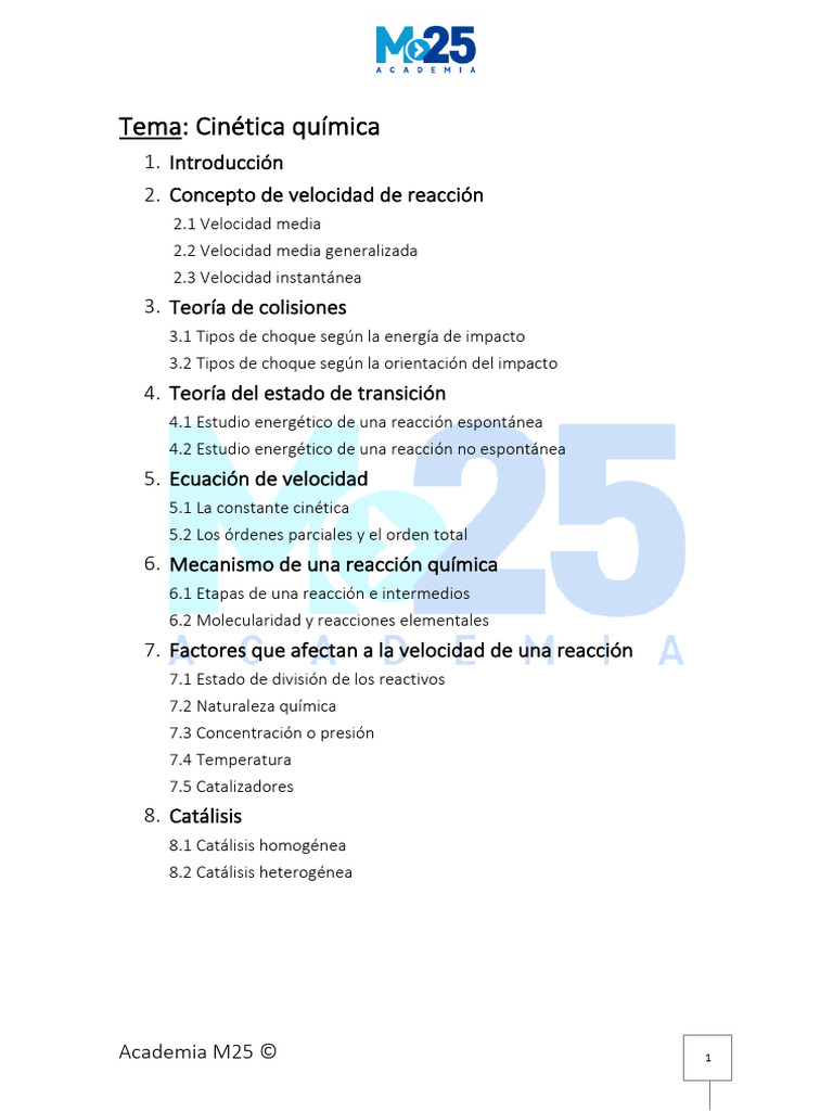 Tema 6 - CinÃ©tica Quã Mica | PDF | Velocidad de reacción | Cinética química