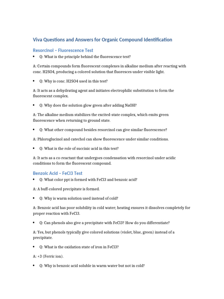 Viva - Questions - Answers Organic Liquid | PDF