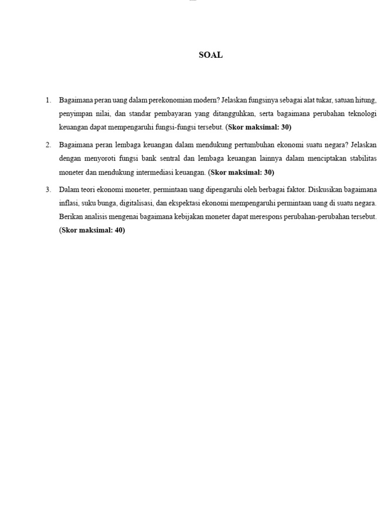 Tugas 1 Ekonomi Moneter | PDF