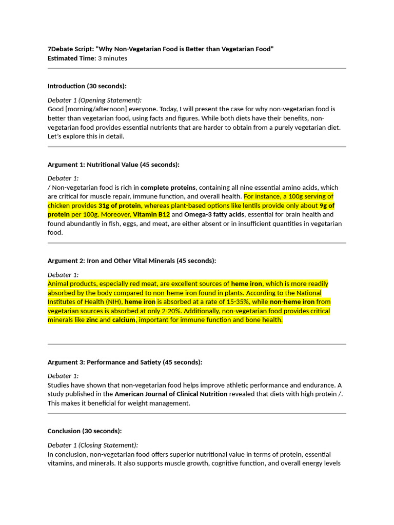 Debate Competition Speech | PDF | Foods | Diet & Nutrition