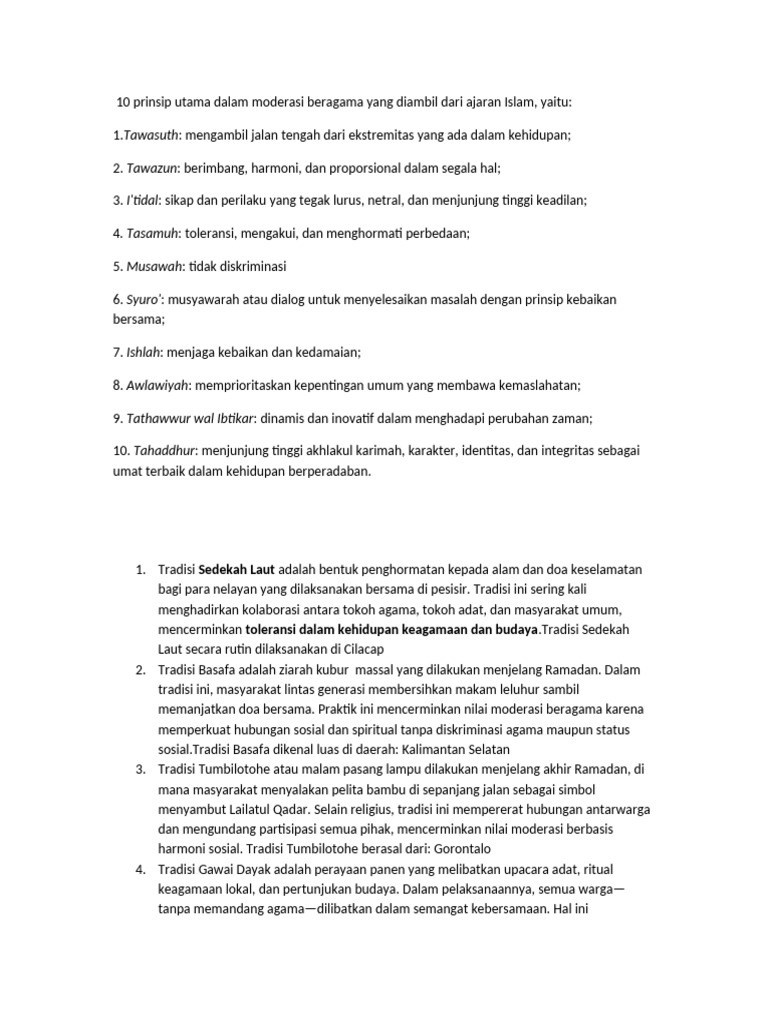 10 Prinsip Moderasi Beragama Islam | PDF