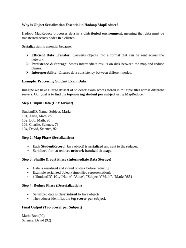 Why Is Object Serialization Essential in Hadoop MapReduce | PDF | Map ...
