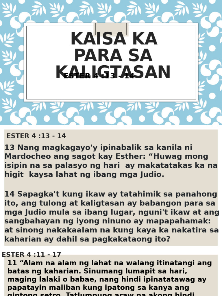 Kaisa Ka para Sa Kaligtasan | PDF