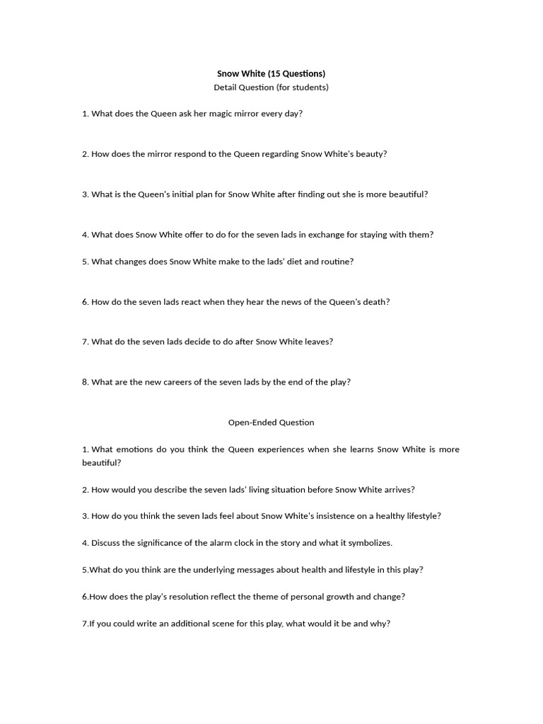 Snow White: Key Questions and Themes | PDF