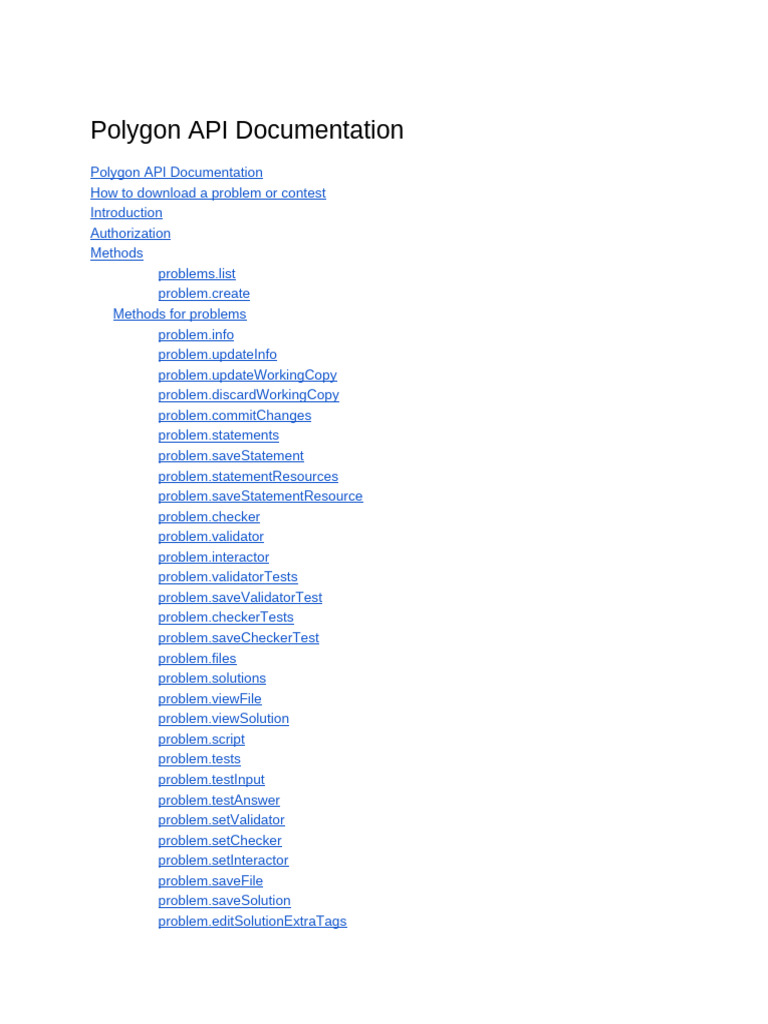 Polygon API Documentation | PDF | Parameter (Computer Programming) | Boolean Data Type
