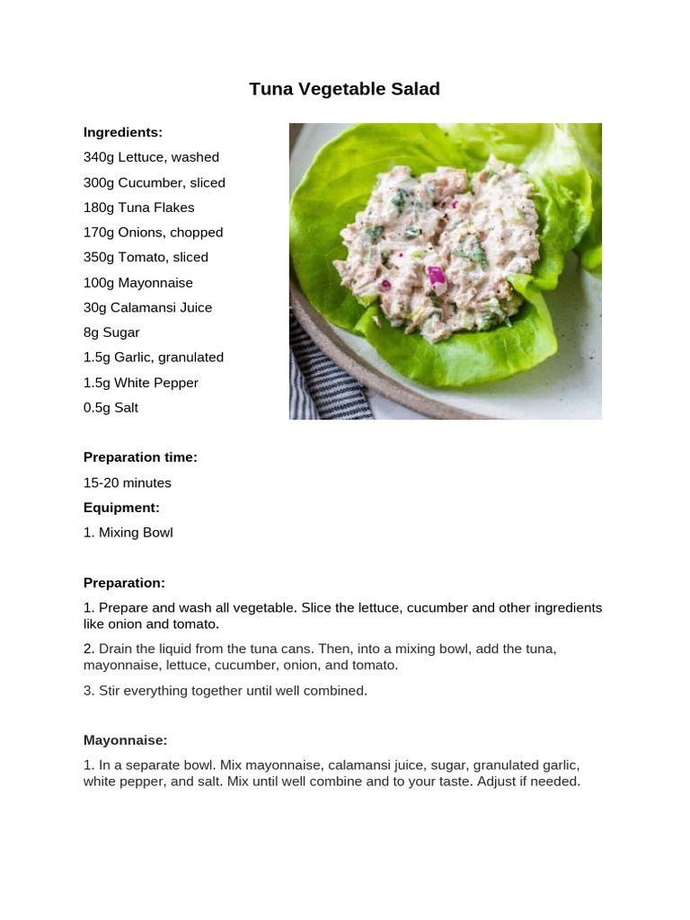 Tuna Vegetable Salad | PDF