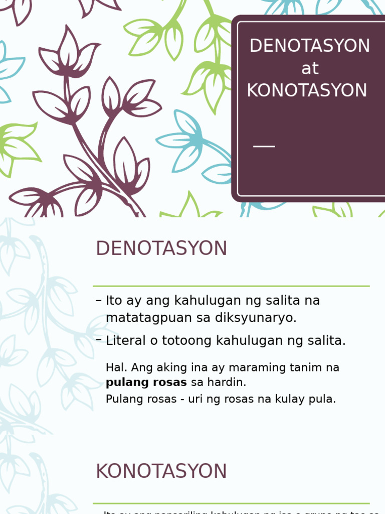 Denotasyon at Konotasyon | PDF