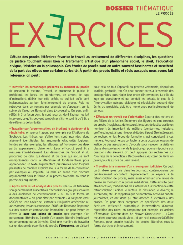 Comprendre le procès en littérature | PDF | Juge | Avocat