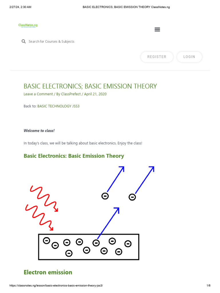 Basic Emission Theory in Electronics | PDF | Electron | Electric Current