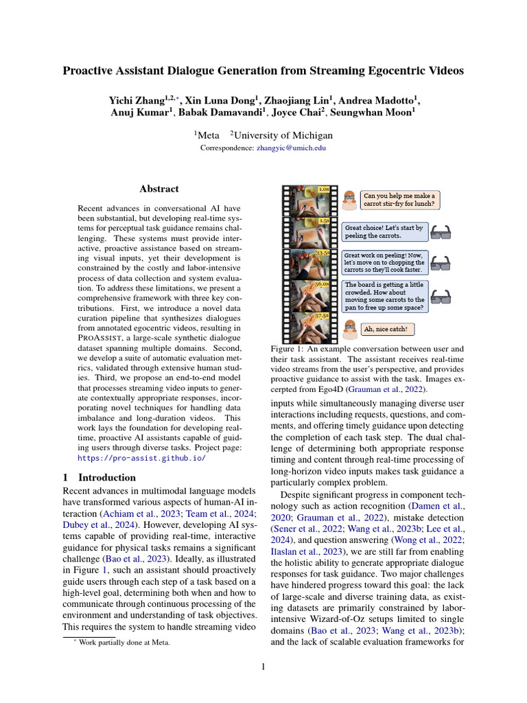 Proactive Assistant Dialogue Generation From Streaming Egocentric ...