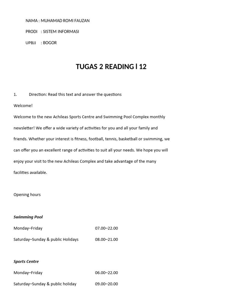 Tugas 2 Reading L 12 Romi | PDF | Physical Fitness