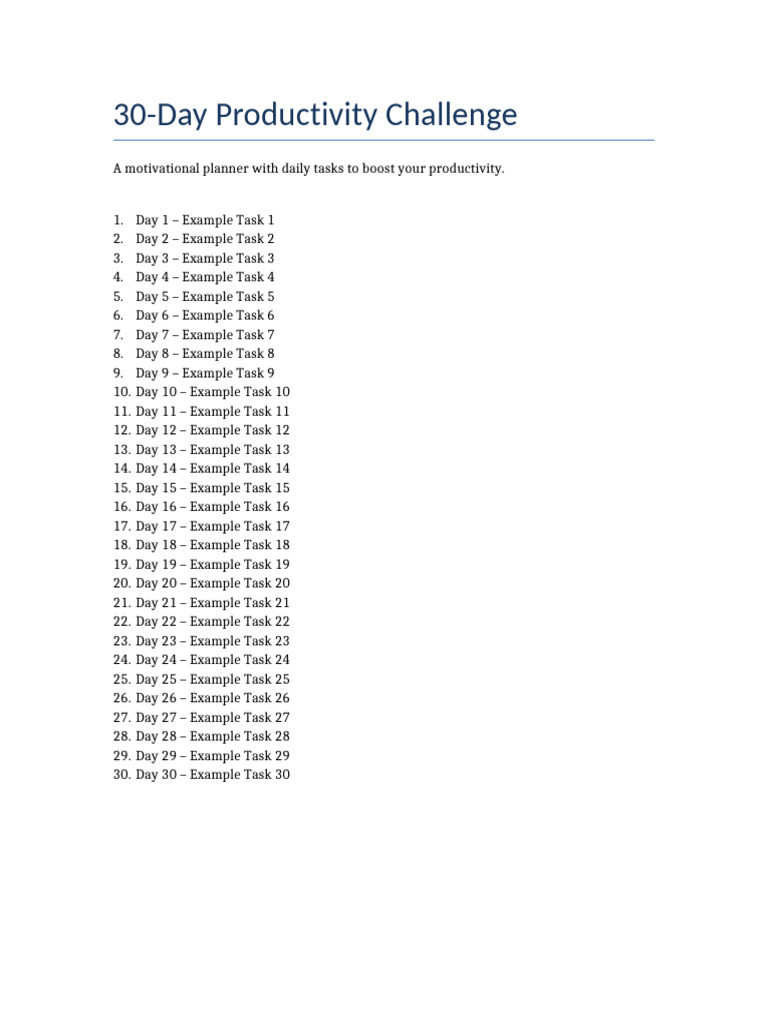 30 Day Productivity Challenge | PDF