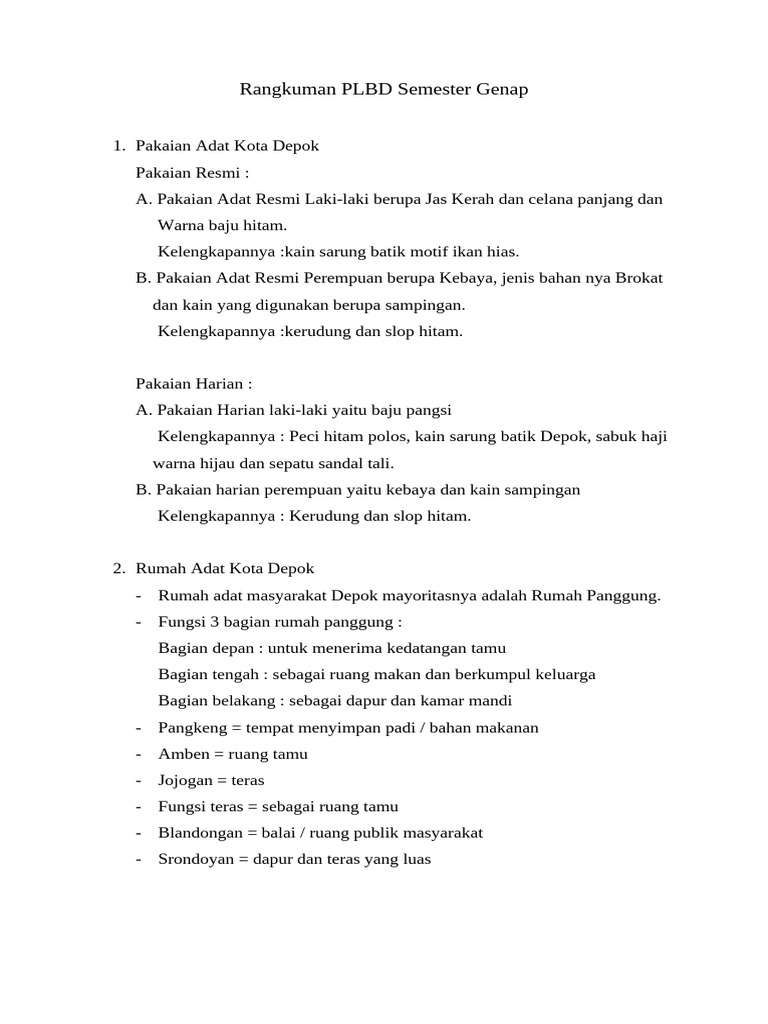 Rangkuman PLBD Semester Genap | PDF