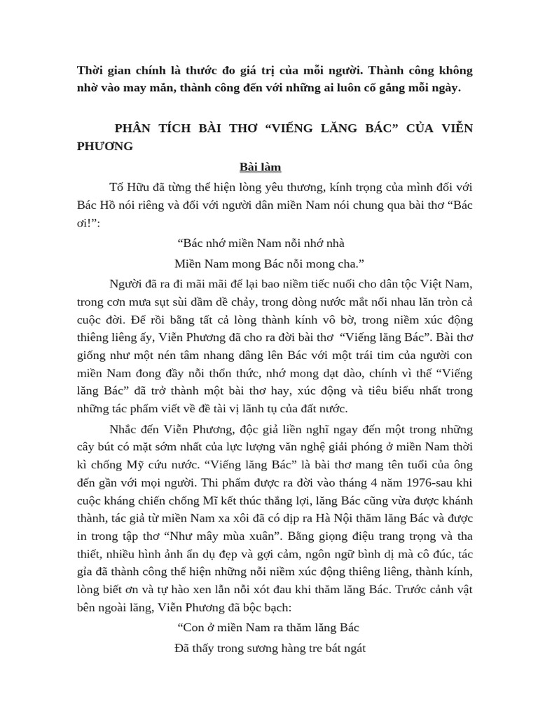 phân tích bài thơ viếng lăng bác | PDF