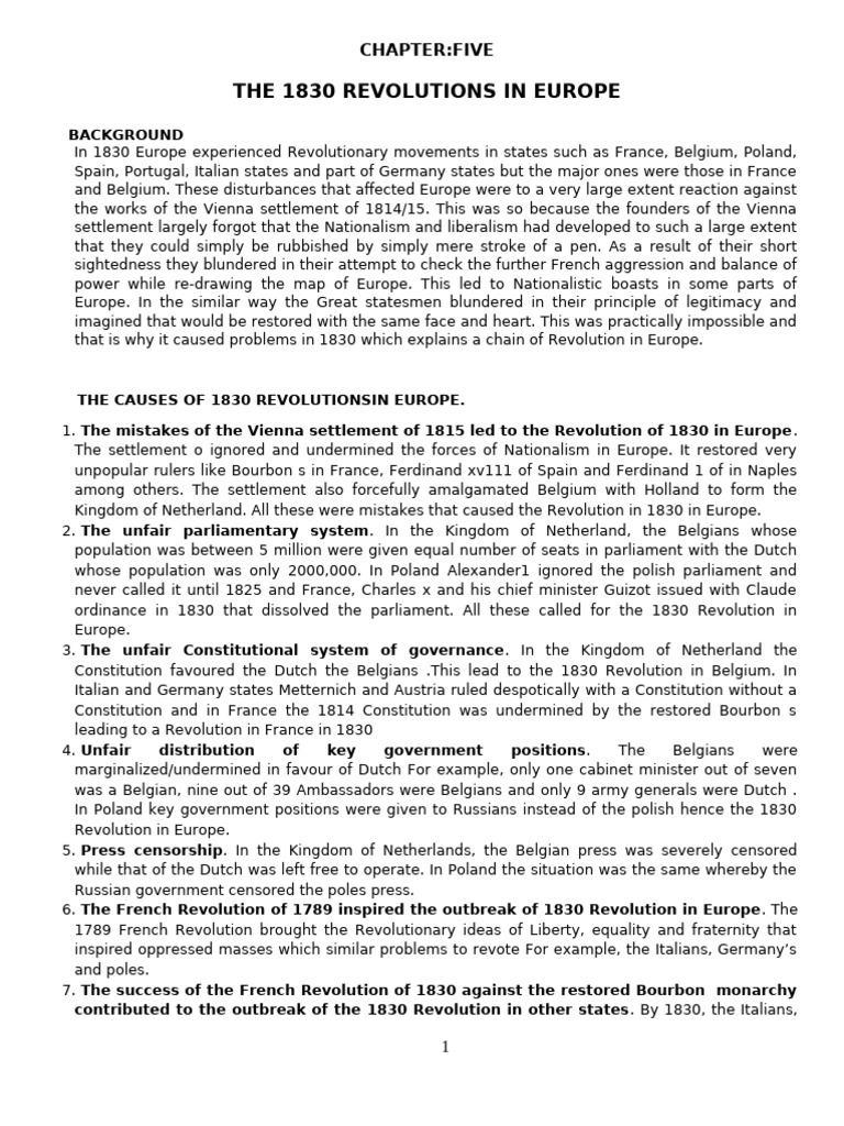 5.the 1830 Revolutions in Europe | PDF | Cost Of Living | Belgium