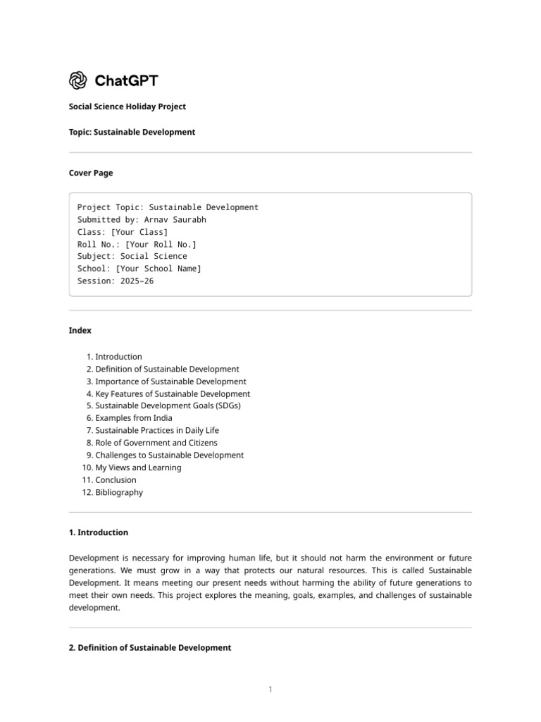Sustainable Development Project | PDF | Sustainability | Sustainable Development