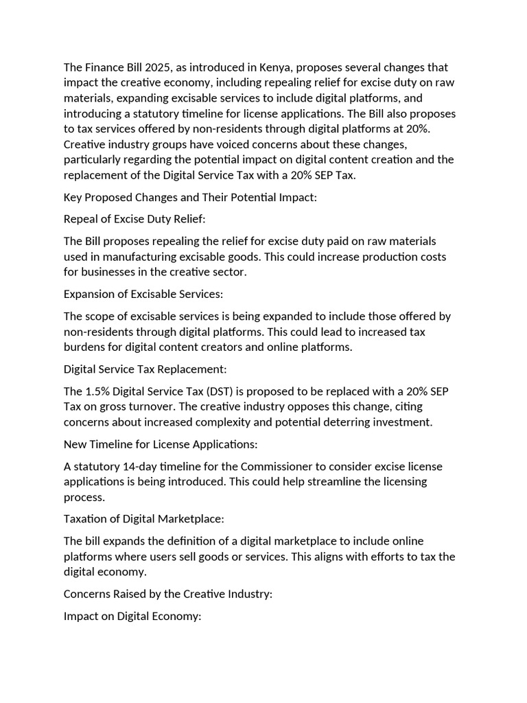 The Finance Bill 2025 MOSE | PDF | Taxes | Excise