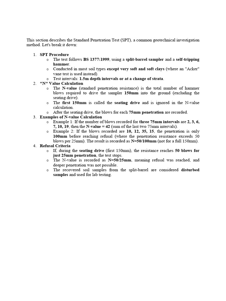 SPT Refusal Criteria and Procedures | PDF