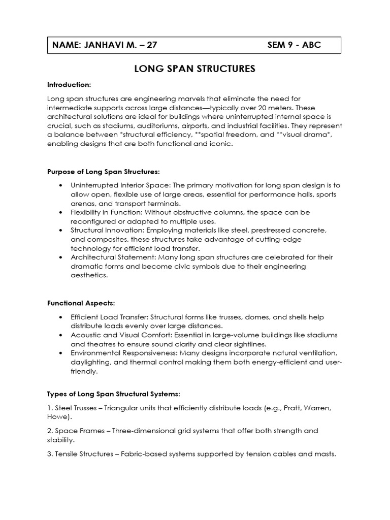 Long Span Structures: Case Study Overview | PDF | Truss | Building