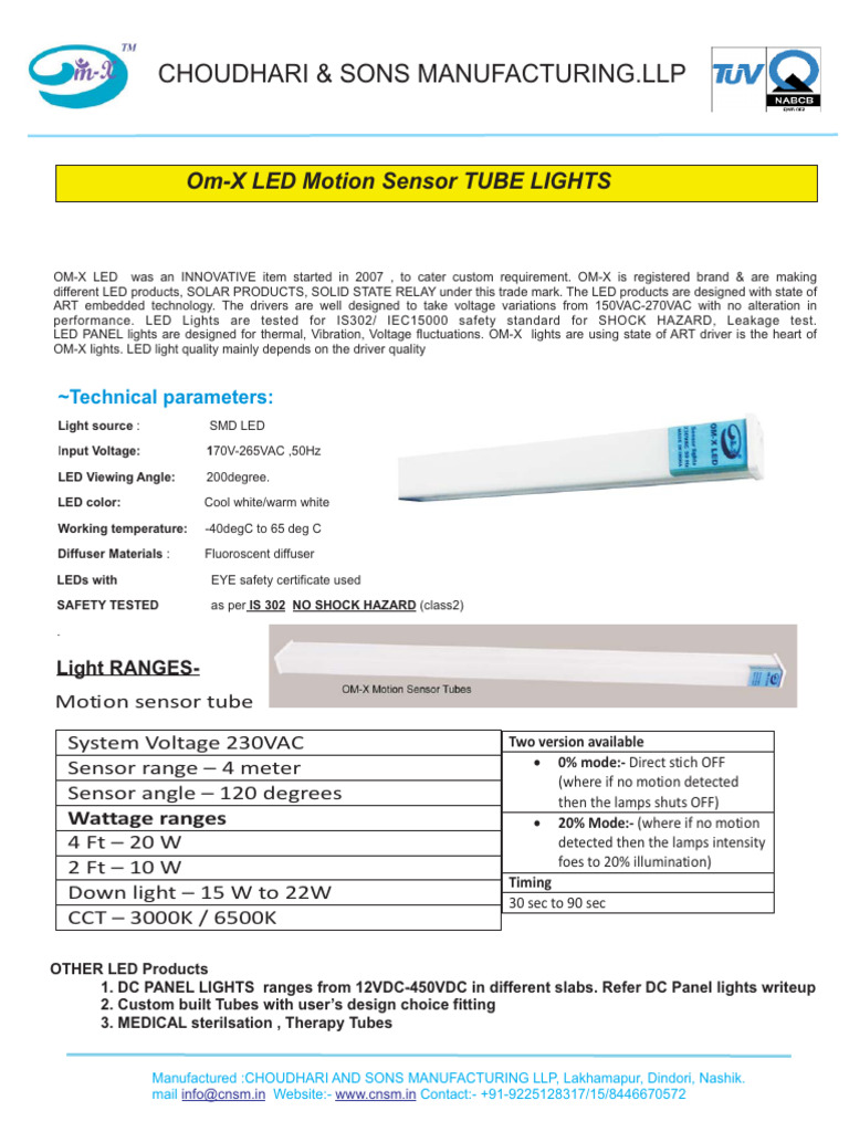 Om-X Motion Sensor LIGHT | PDF | Light Emitting Diode | Incandescent ...