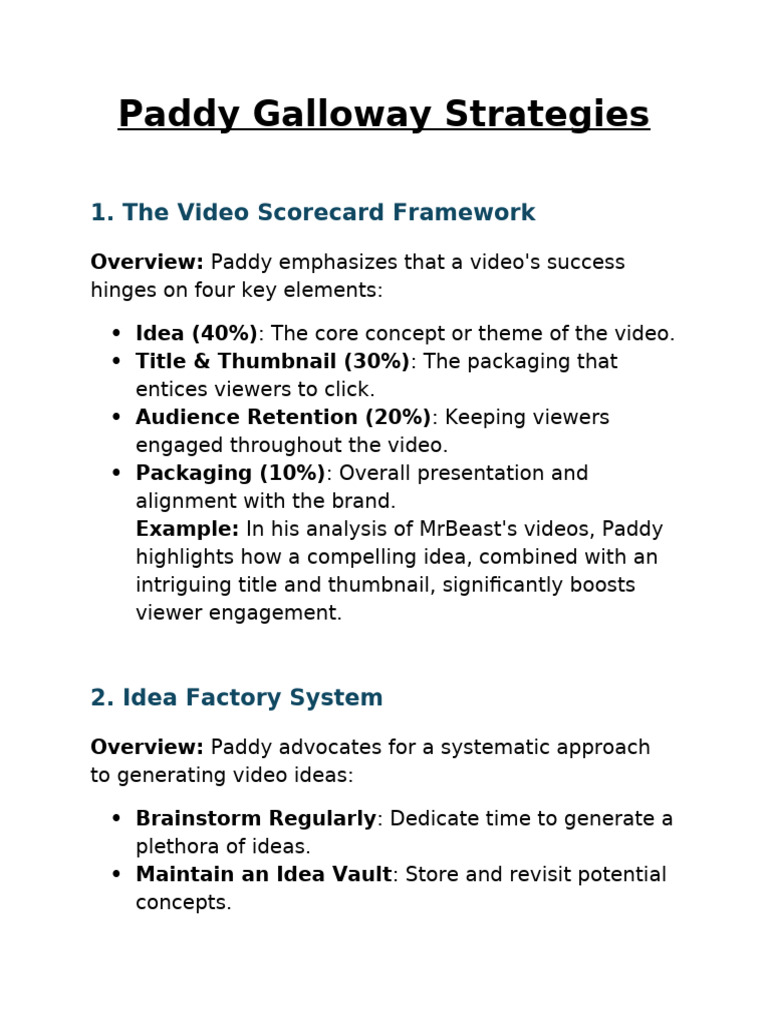 Paddy Galloway Strategies | PDF | You Tube | Storytelling