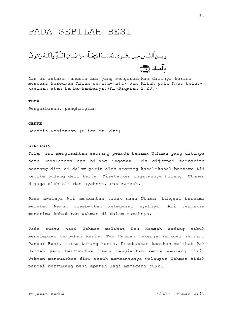 Tugasan 2 - Pada Sebilah Besi - Uthman Zaik | PDF