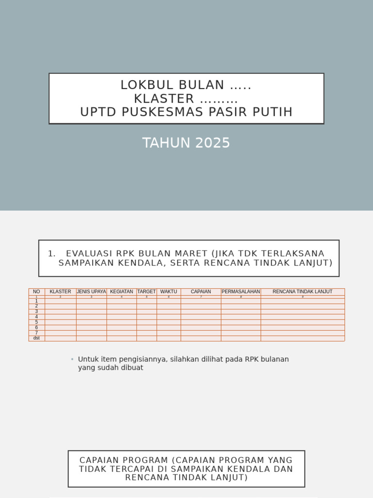 Template Lokbul PJ Klaster | PDF